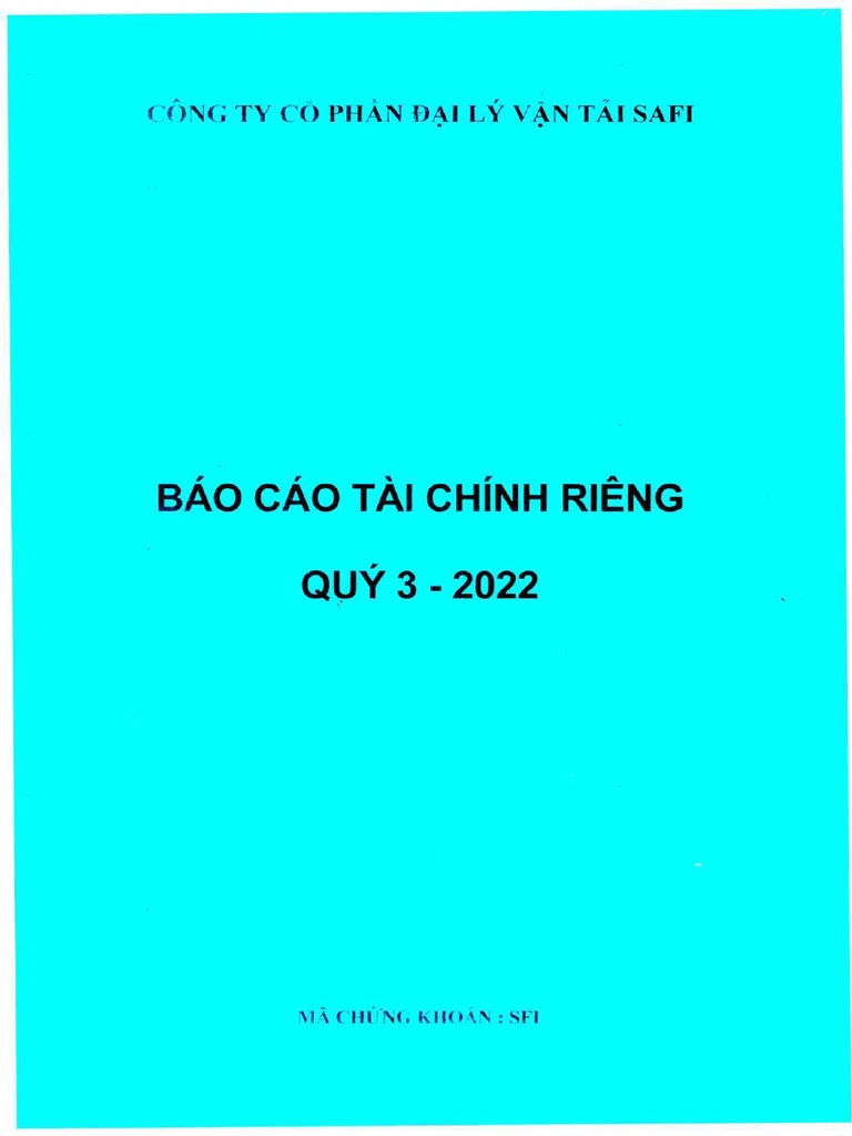 SFI - BCTC Rieng Quy 3 Nam 2022 | PDF