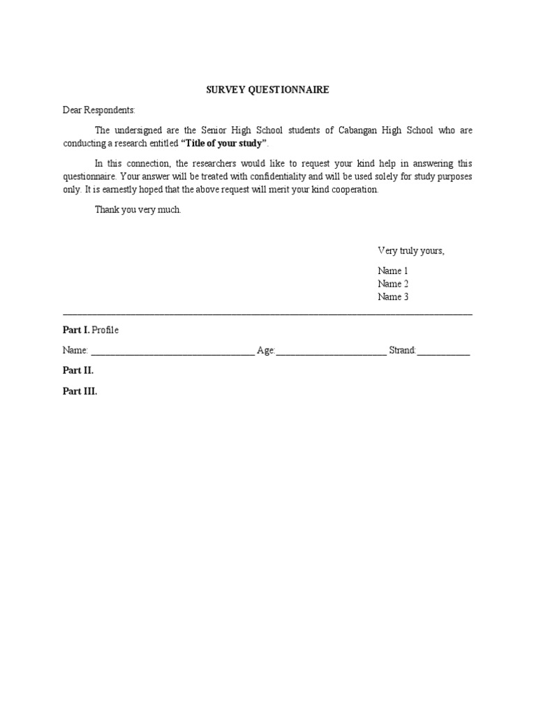 Survey Questionnaire Template | PDF