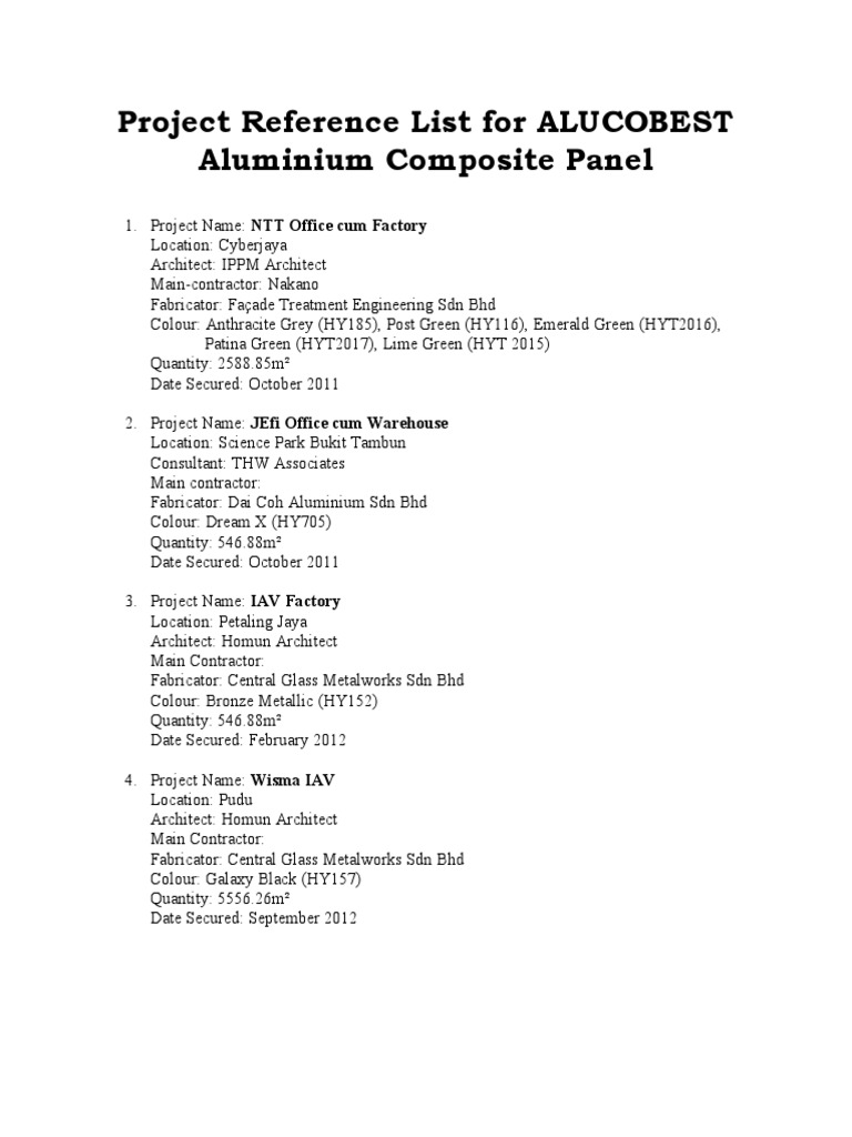 ALUCOBEST Project Reference List | PDF | Economic Sectors | Materials