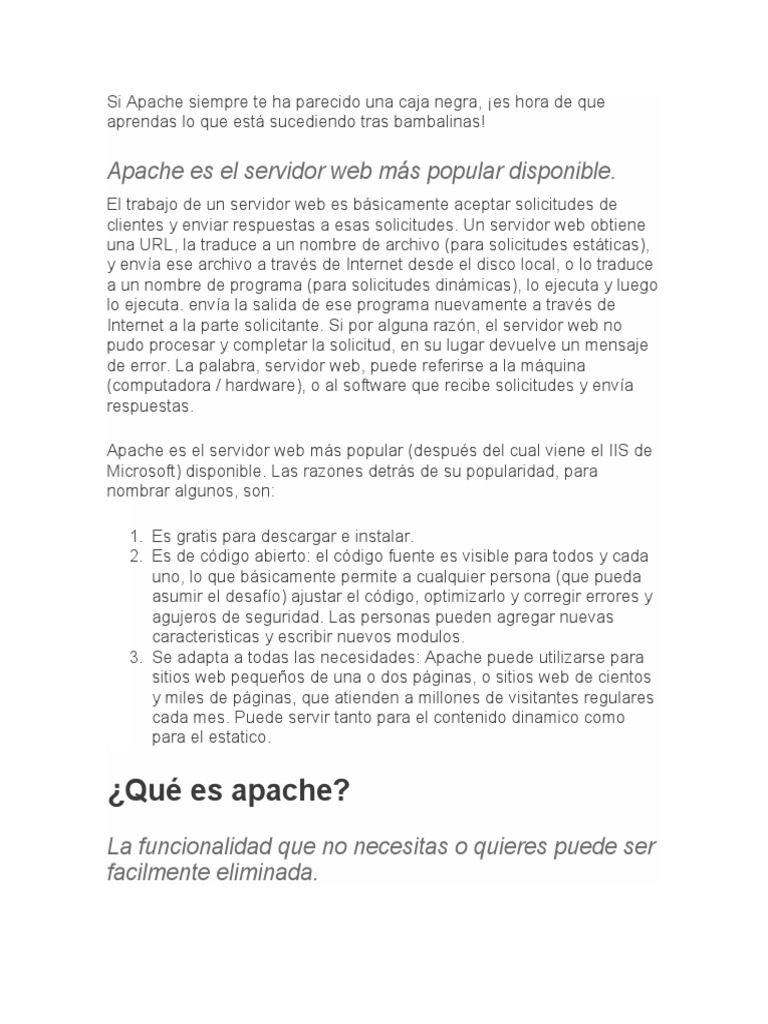 Apache | PDF | Protocolos de internet | Servidor HTTP Apache