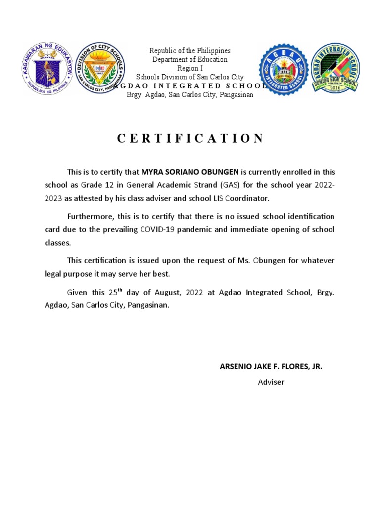 Certification DSWD | PDF
