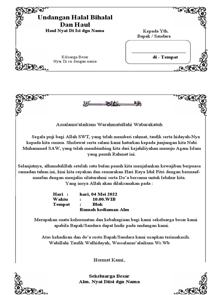 0 - Format Undangan Haul | PDF