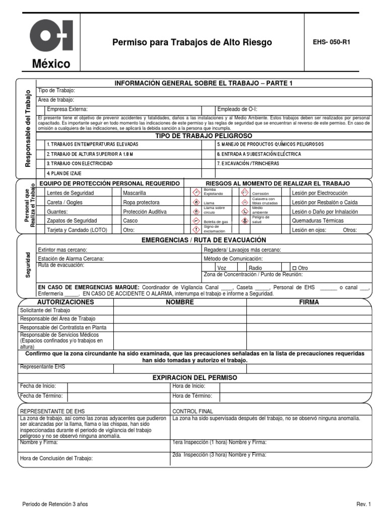 Permiso para Trabajos de Alto Riesgo | PDF