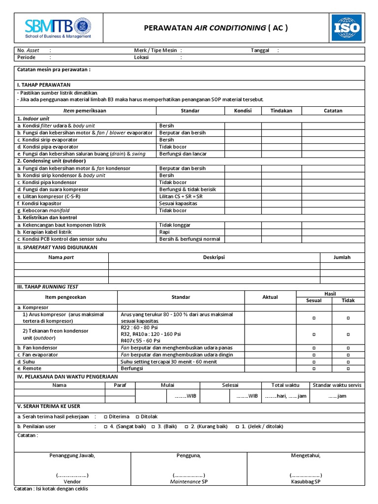 Perawatan AC: Panduan Lengkap dan Standar | PDF