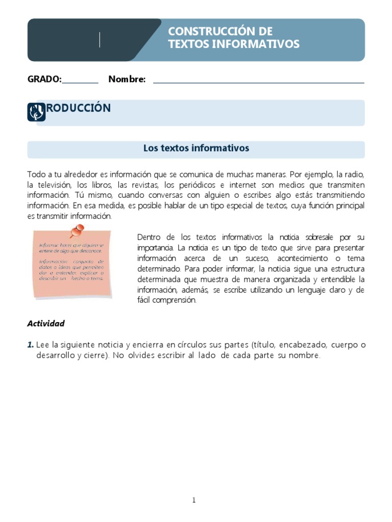 Guía para Escribir Textos Informativos | PDF | Información | Internet