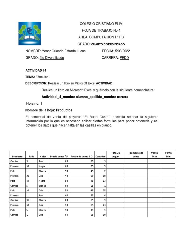 Actividad Excel: Análisis de Playeras | PDF | Microsoft Excel | Ciencias de la Computación