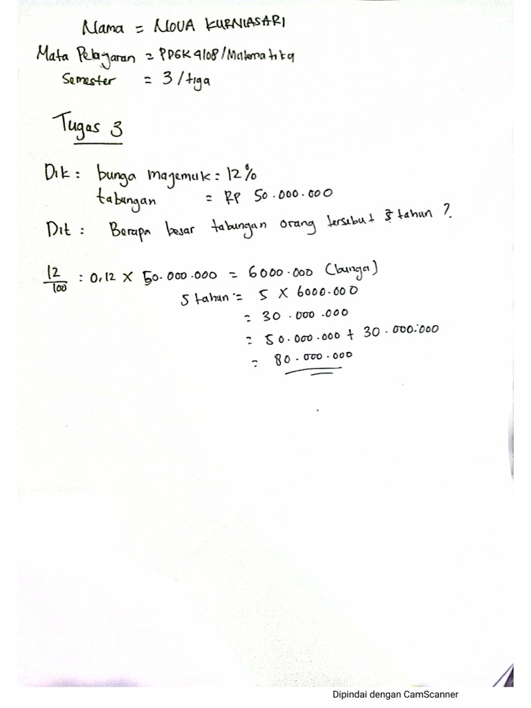 Tugas 3 Matematika PDGK4108 | PDF