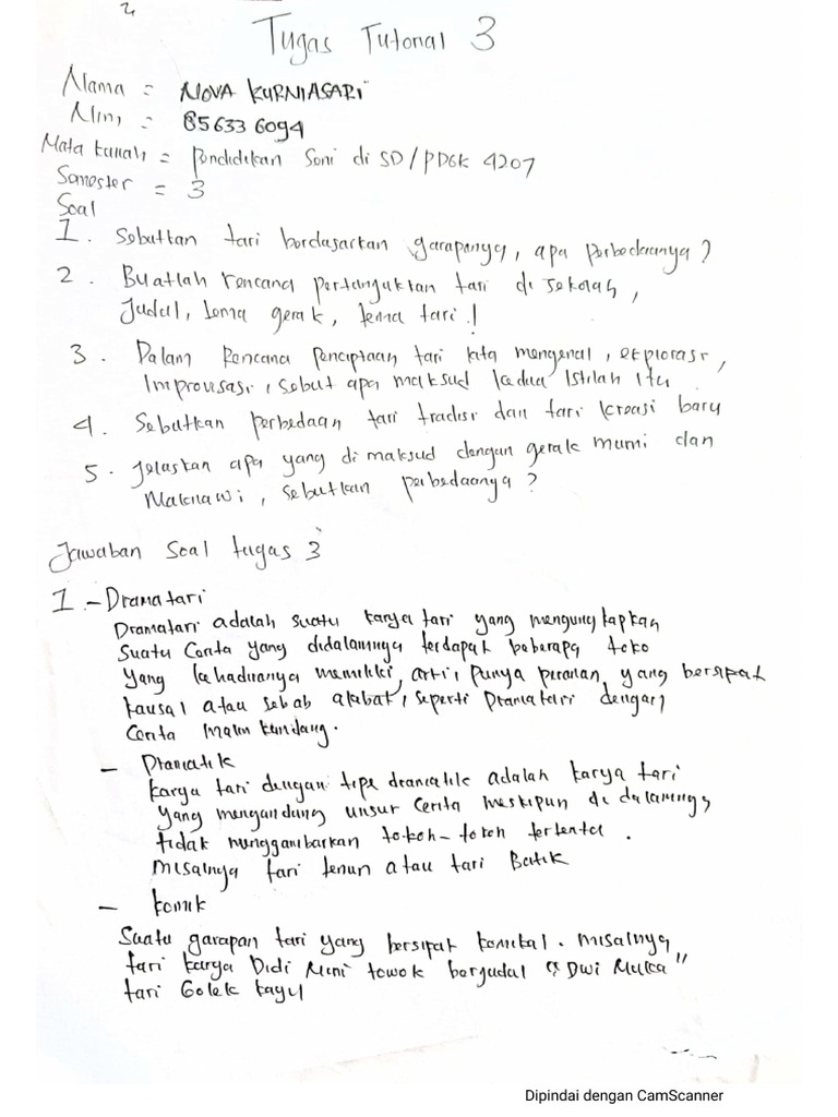 Tugas 3 Pendidikan Seni Di SD PDGK 4207 | PDF