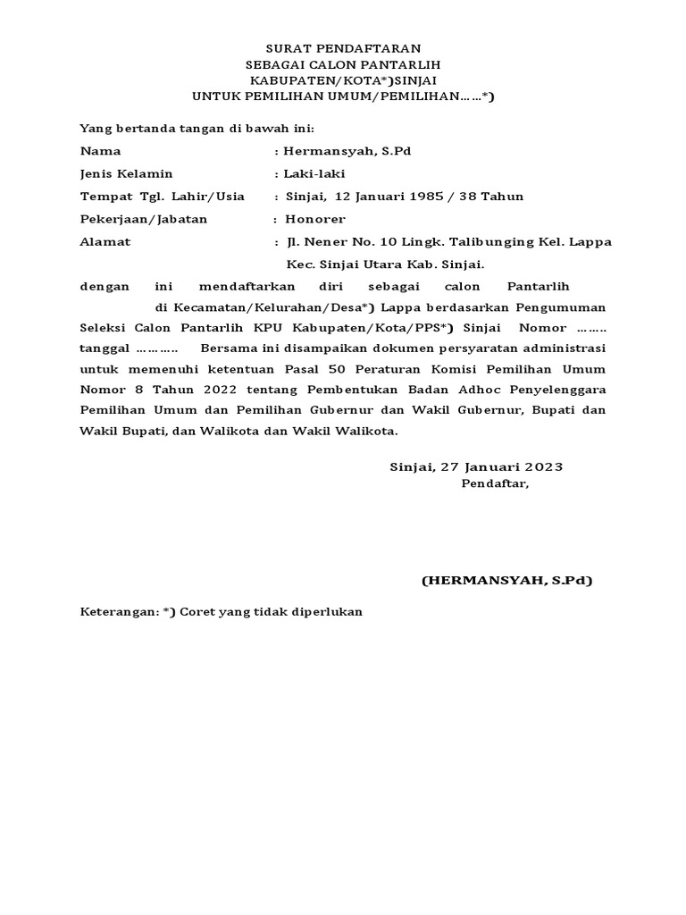 Surat Pendaftaran | PDF | Hukum