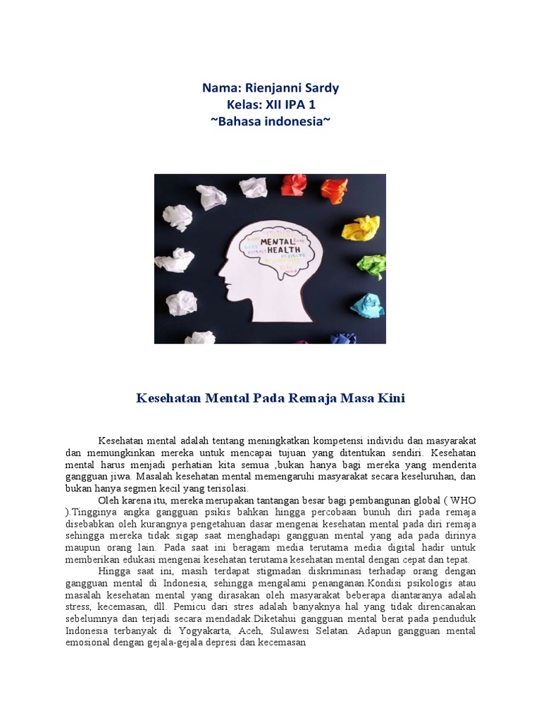Artikel Kesehatan Mental Jani | PDF | Pengembangan Diri | Sains & Matematika