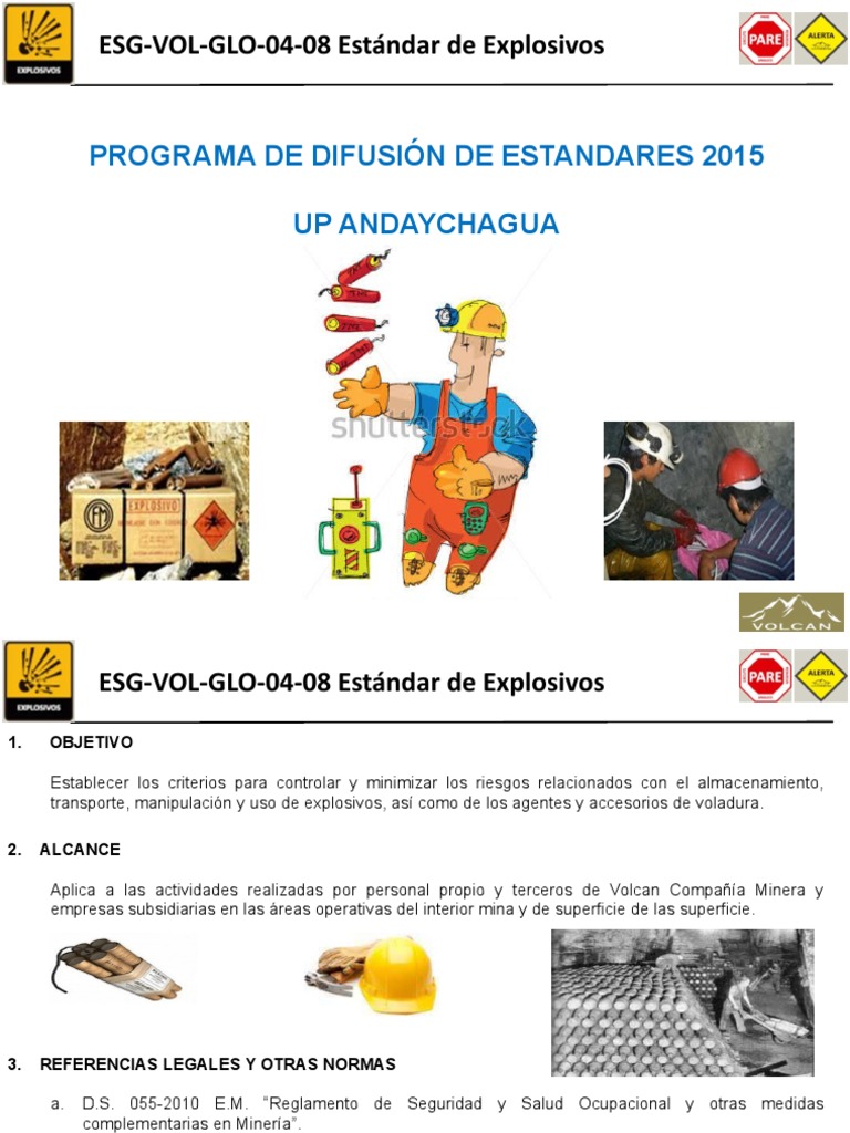 ESG-VOL-GLO-04-08 Estándar de Explosivos | PDF | Naturaleza | Química