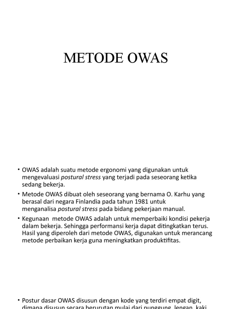 An Introduction to the OWAS Method for Evaluating Postural Stress in ...