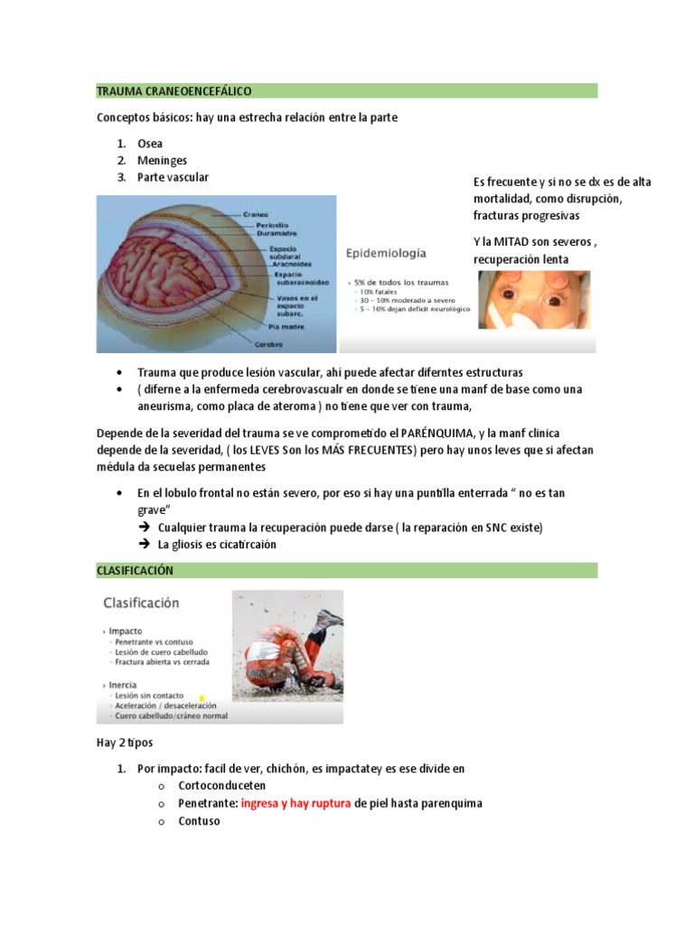 Trauma Craneoencefálico | PDF | Lesión cerebral traumática | Lesión