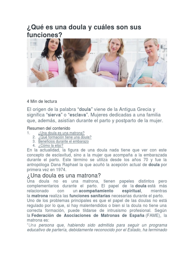 Qué Es Una Doula y Cuáles Son Sus Funciones | PDF