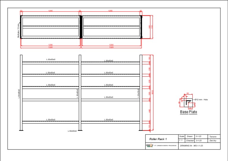 Roller Rack Design Drawing WS-1-1-23 | PDF