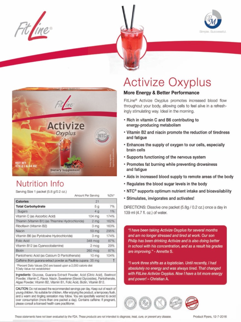 Activize - Oxiplus EN INGLES | PDF