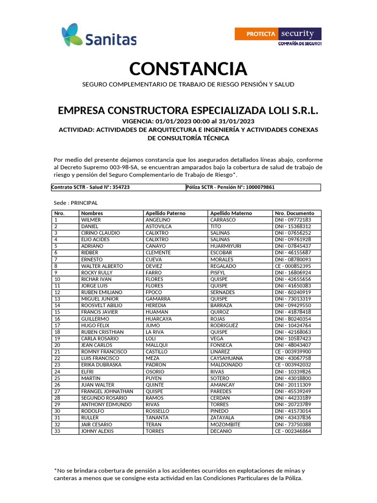 SCTR Salud y Pensión Enero | PDF | Gobierno corporativo | Seguro
