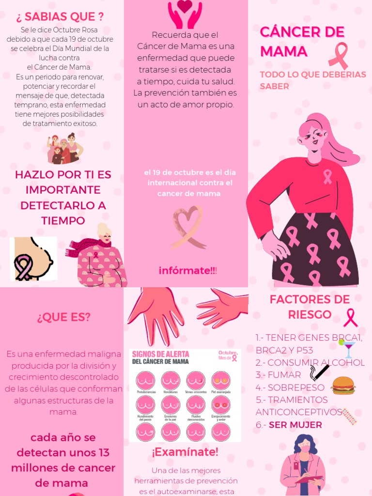 Folleto Sobre La Prevención Del Cáncer de Mama Ilustrado Moderno Rosa | PDF | Cáncer de mama ...