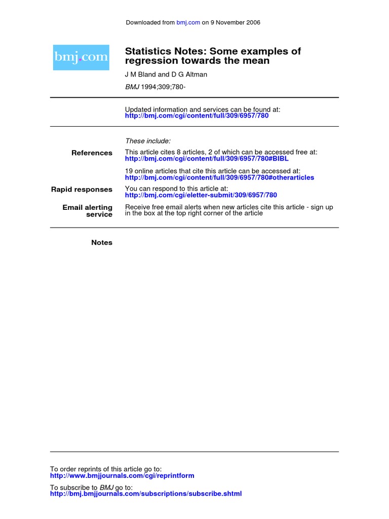 Examples of Regression Toward The Mean | PDF