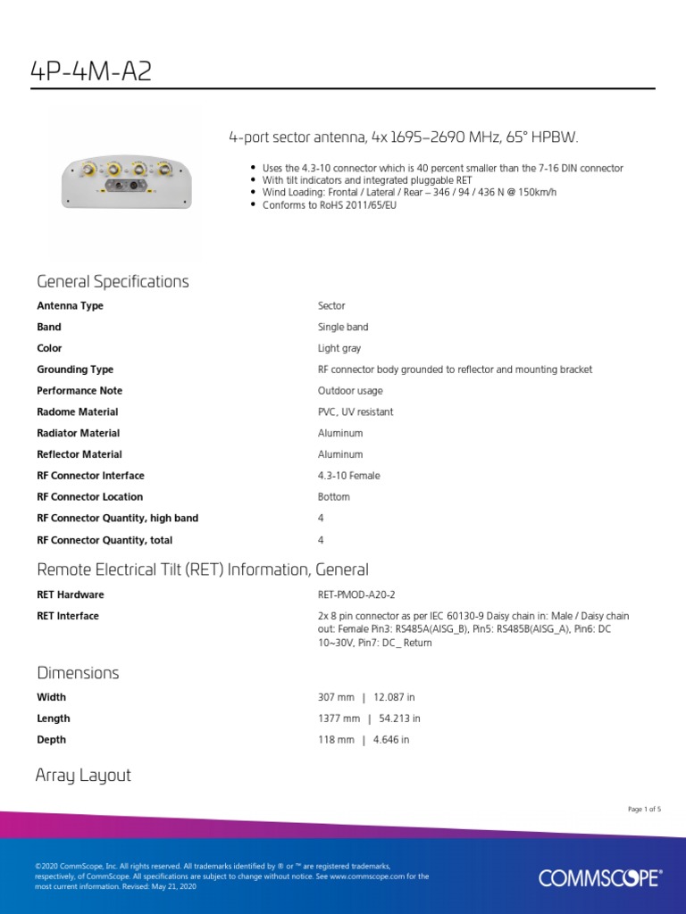 4P-4M-A2 Product Specification | PDF | Antenna (Radio) | Decibel