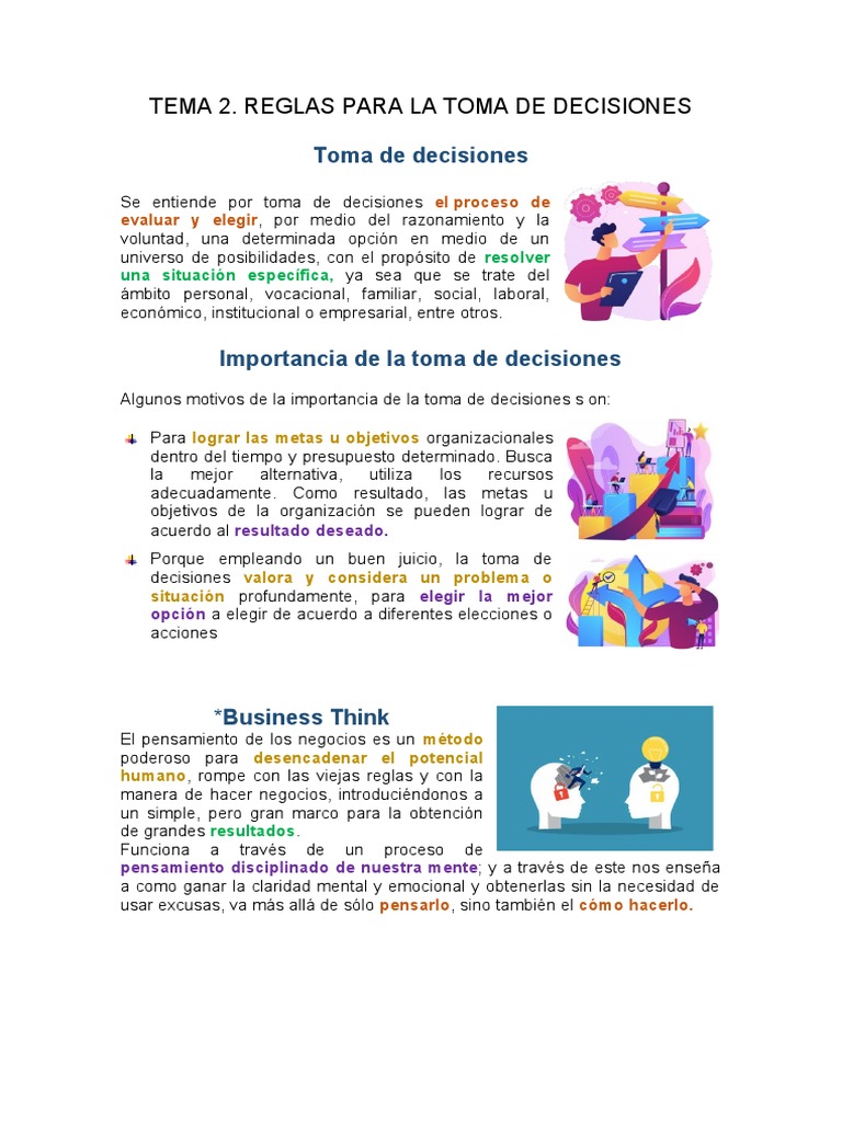 Tema 2 - Reglas para La Toma de Decisiones | PDF | Toma de decisiones | Pensamiento