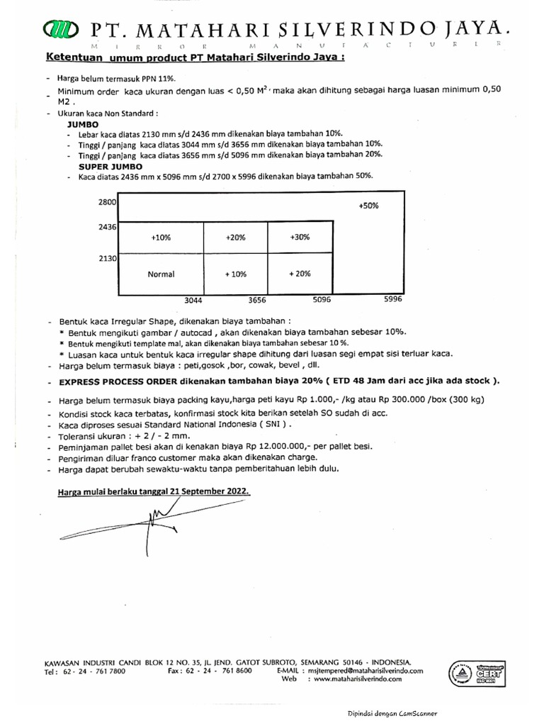 Kaca Tempered Revisi Pricelist 21.09.22 | PDF