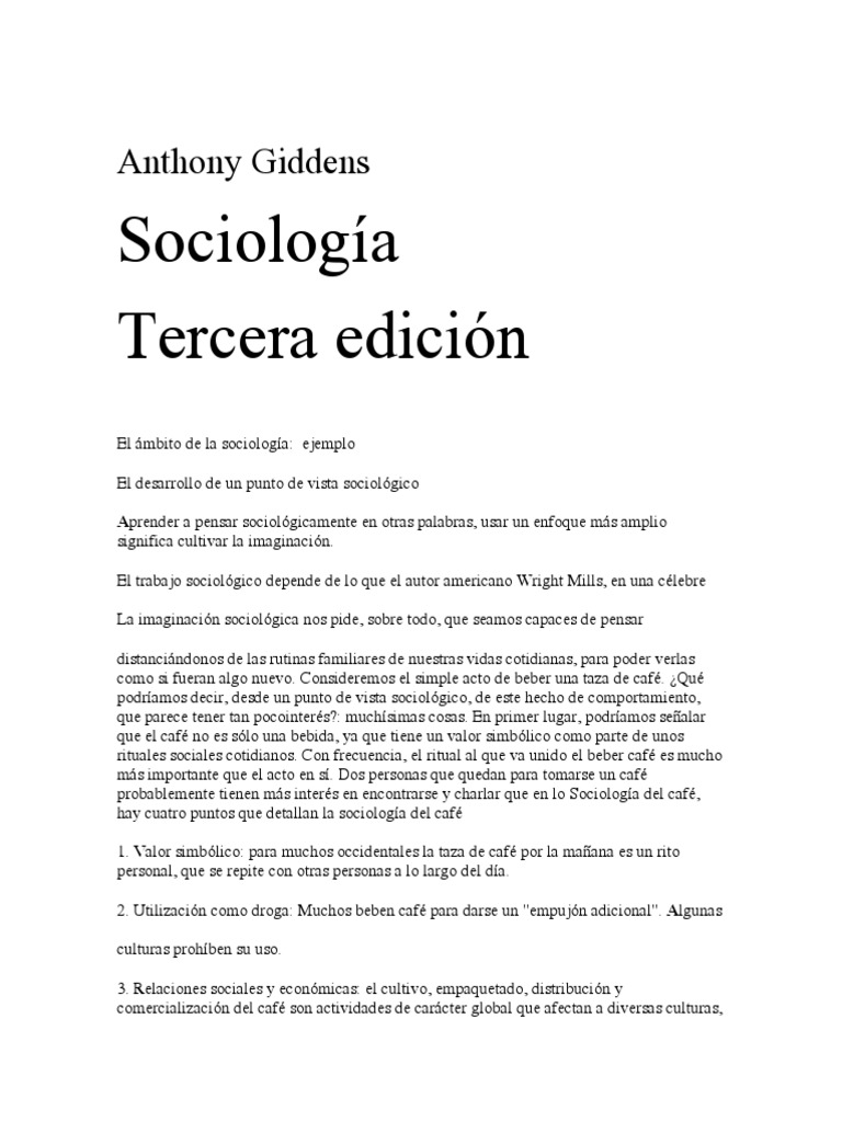 Anthony Giddens | PDF | café | Sociología