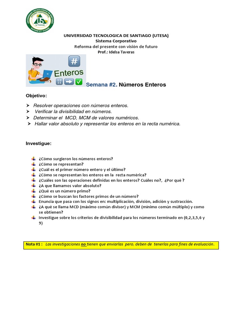 Operaciones y Propiedades de Números Enteros | PDF | Álgebra abstracta ...
