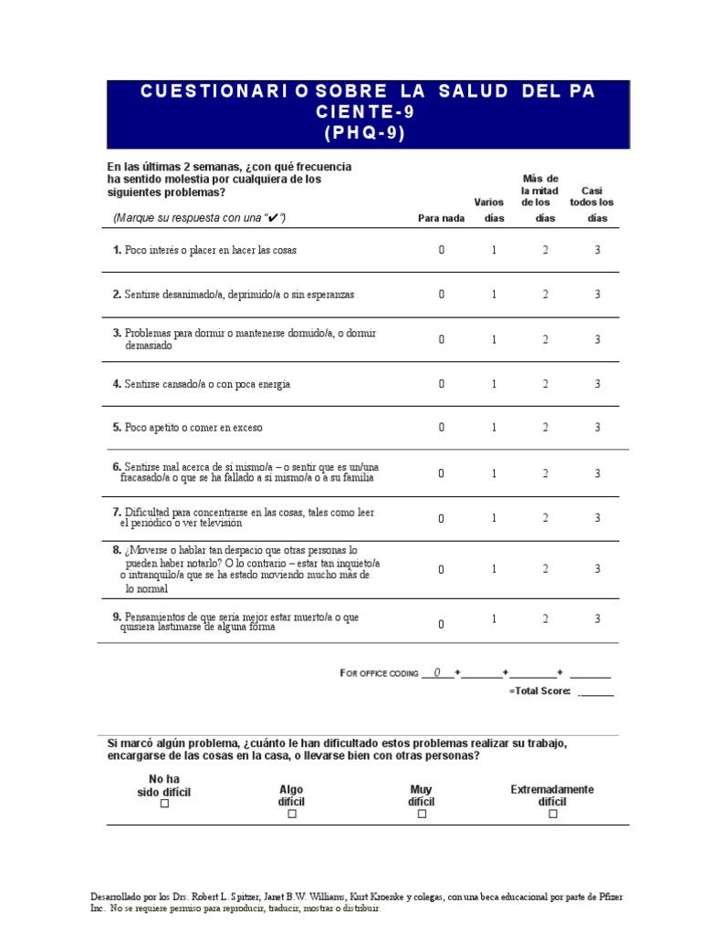 PHQ9 - Spanish For Peru | PDF