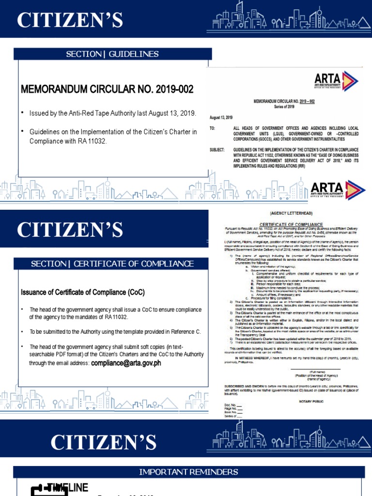 Guidelines Citizen's Charter Issuance | PDF