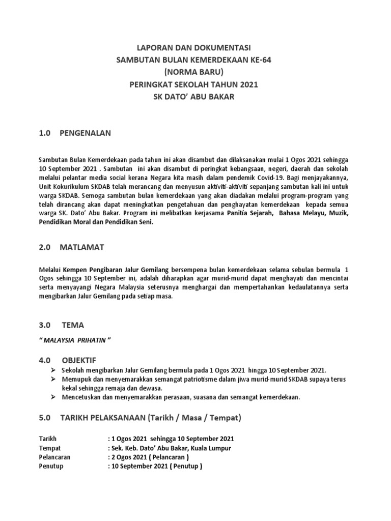Laporan Dan Dokumentasi 2021 Kemerdekaan | PDF