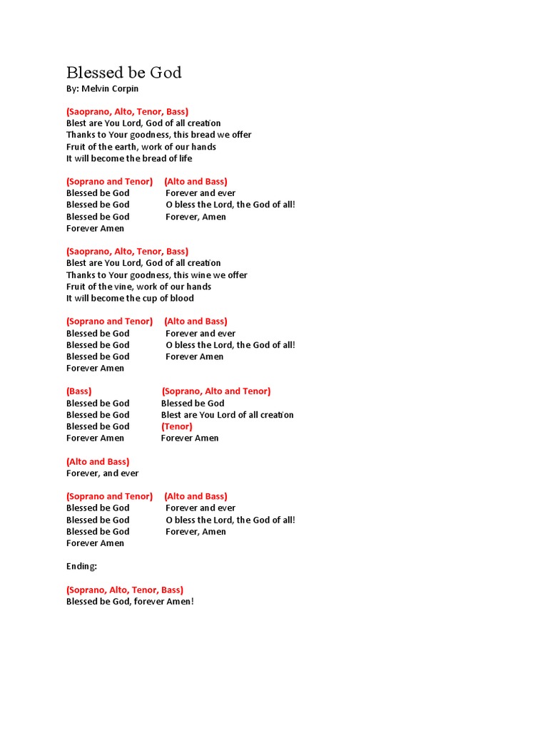 Blessed Be God Hymn Lyrics | PDF | Religion & Spirituality