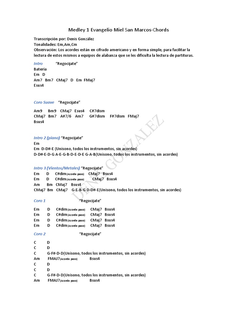Acordes Medley 1 Evangelio | PDF | Teoría musical | Elementos de la música