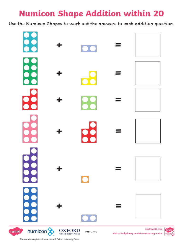 T N 2546526 Number Shape Addition To 20 Activity Sheets English - Ver ...