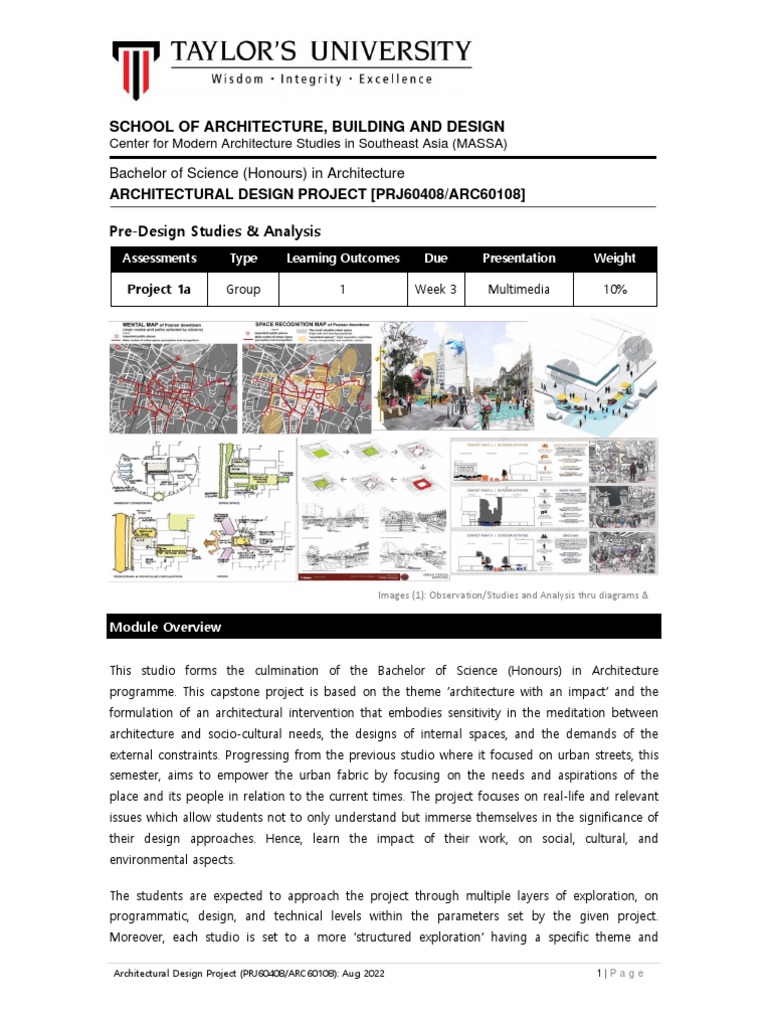 Architectural Design Project - Project 1a Brief - Aug 2022 | Download ...