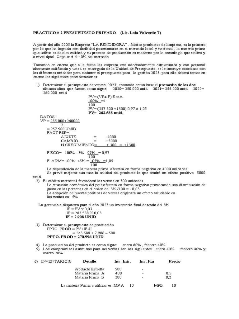 Mod Prac # 2 Pre Pri 2022 Completo-1 | PDF | Presupuesto | Economias