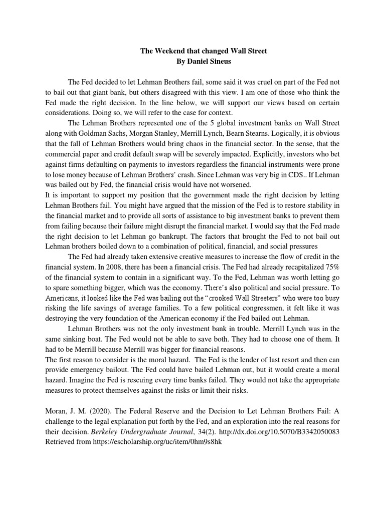 Lehman Brothers Assignment | PDF | Lehman Brothers | Credit Default Swap