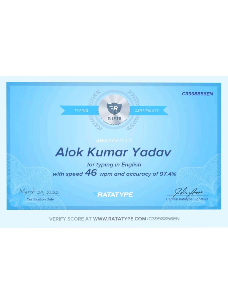 Typing Test Certificate | PDF