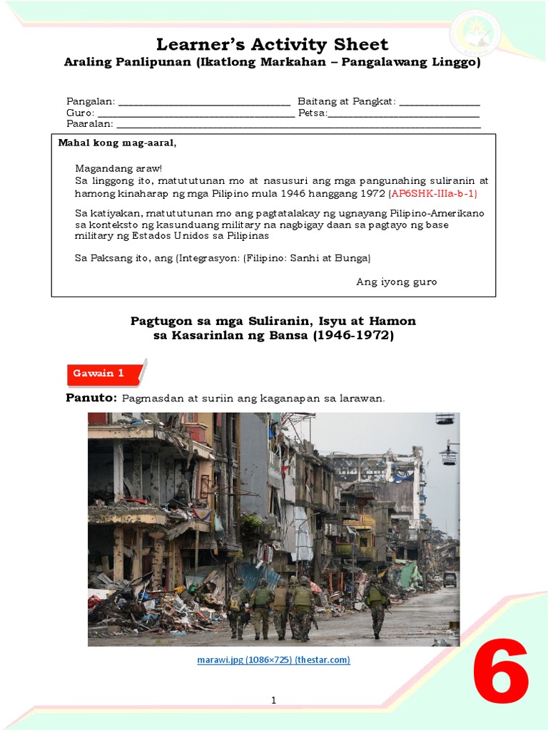 Learner's Activity Sheet: Araling Panlipunan (Ikatlong Markahan ...