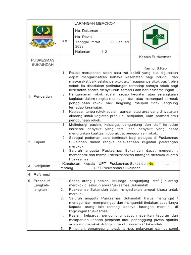 Sop Larangan Merokok | PDF
