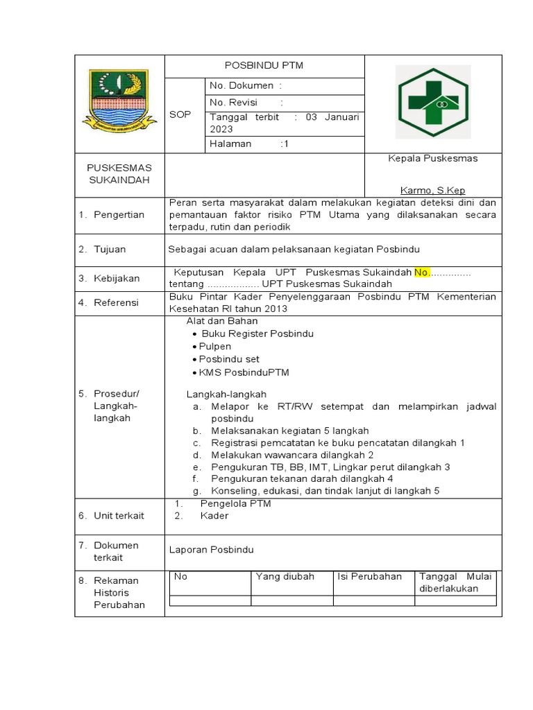 Sop Posbindu PTM | PDF