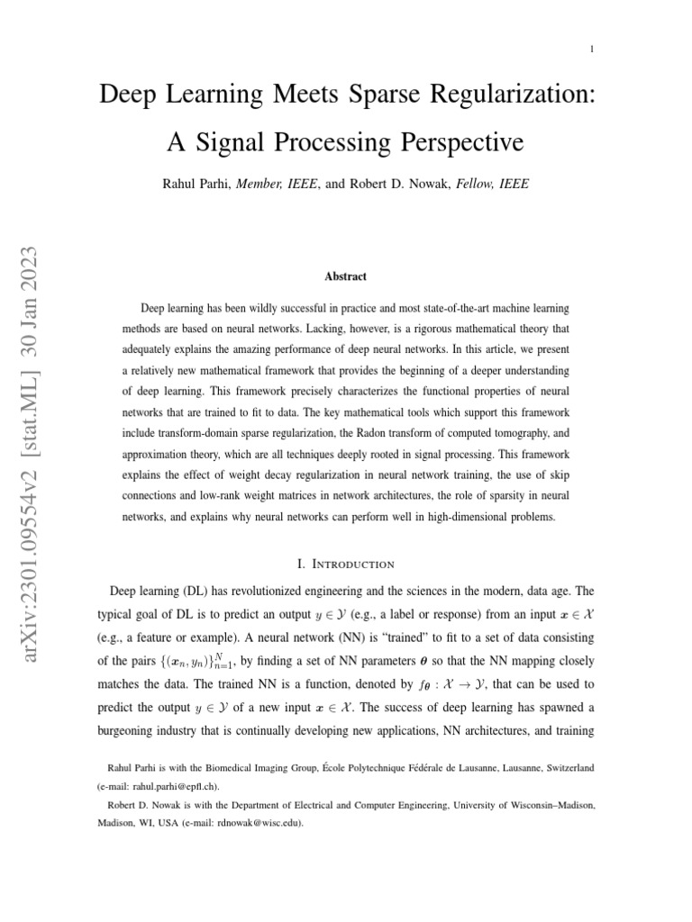 Deep Learning Meets Sparse Regularization: A Signal Processing Perspective | PDF | Deep Learning ...