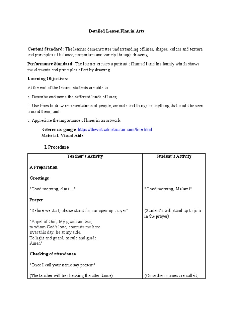 An Introduction to Lines: A Detailed Lesson Plan on Drawing Different ...