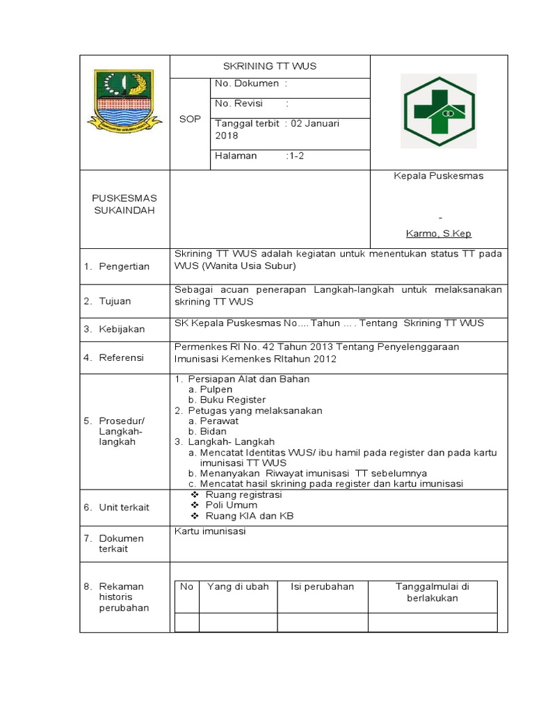 Sop Skrining TT Wus | PDF