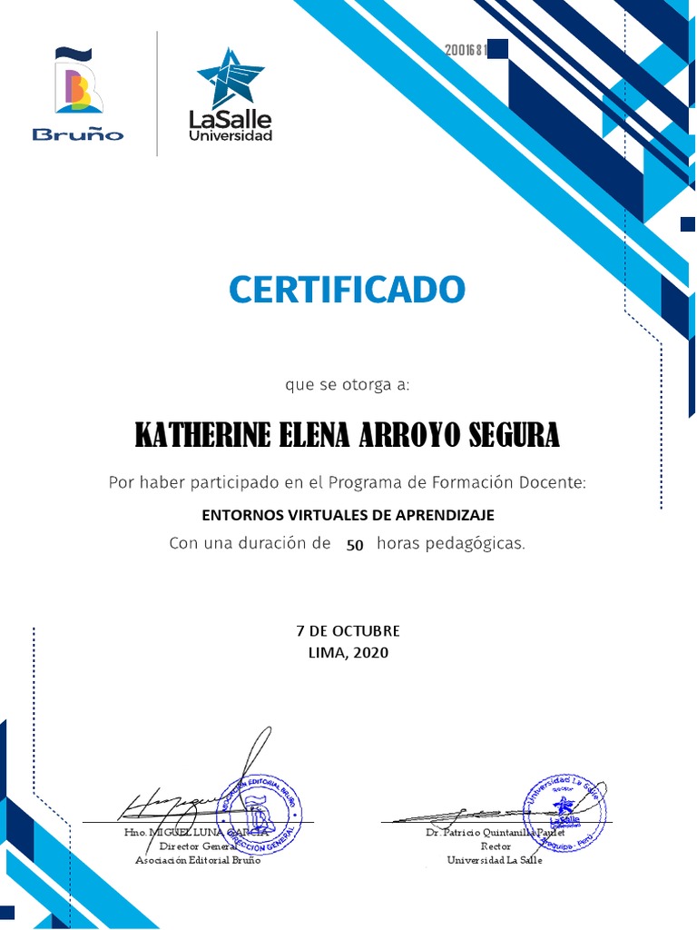 Certificado Entornos Virtuales de Aprendizaje104 | PDF