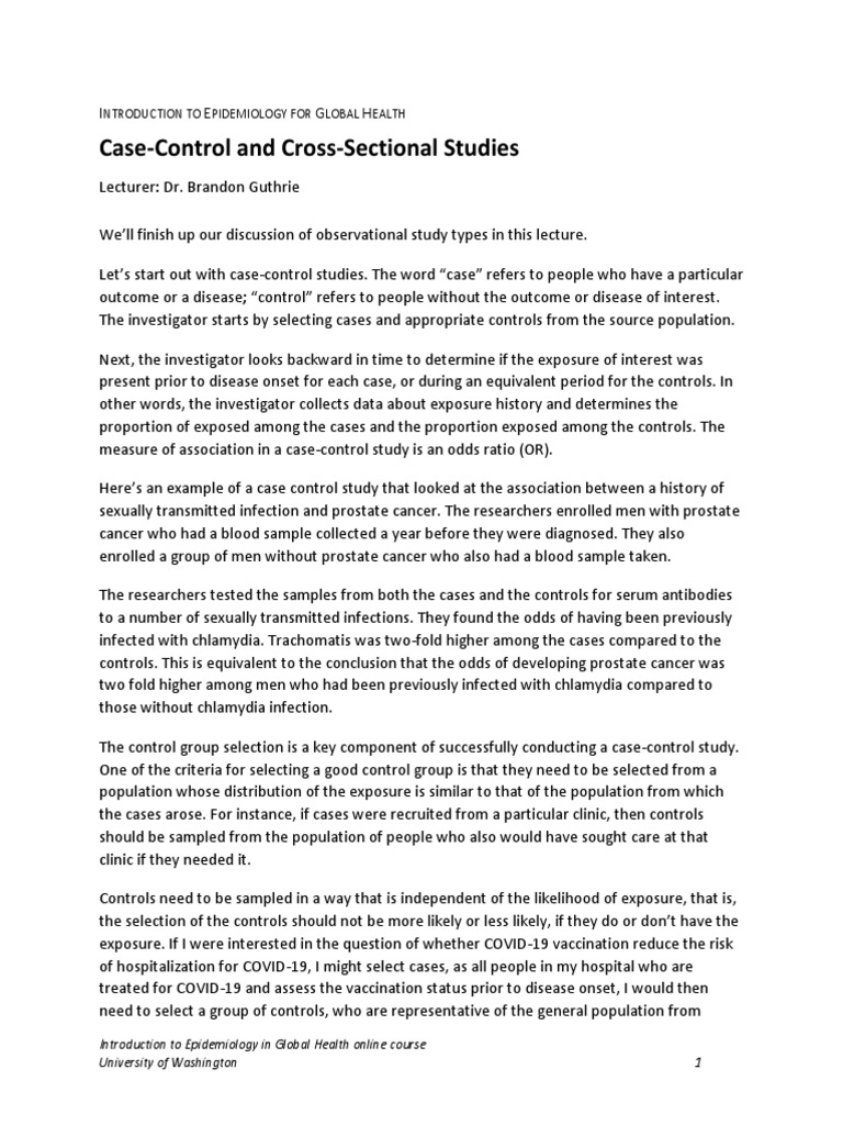 A Comprehensive Overview of Case-Control Studies, Cross-Sectional Studies, and Their Appropriate ...