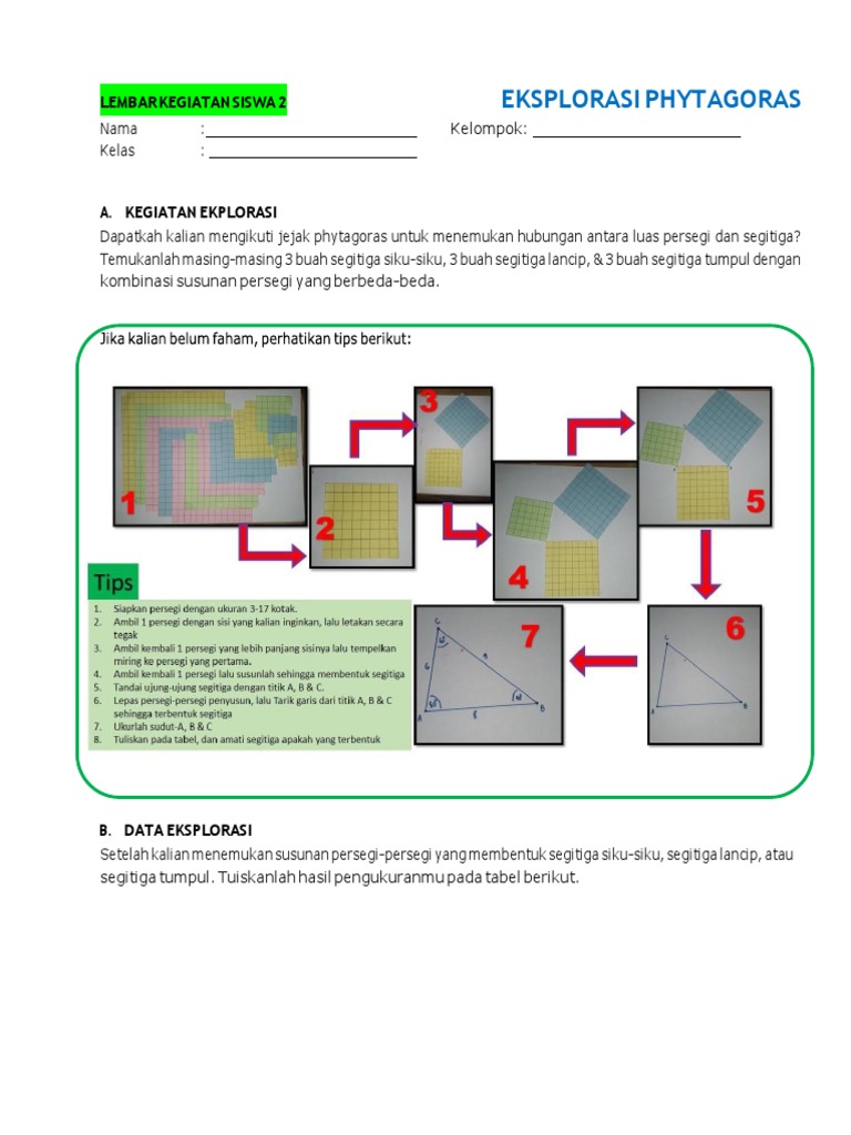 Lembar Kegiatan Siswa - Laporan Hasil Kegiatan Eksplorasi Phytagoras | PDF