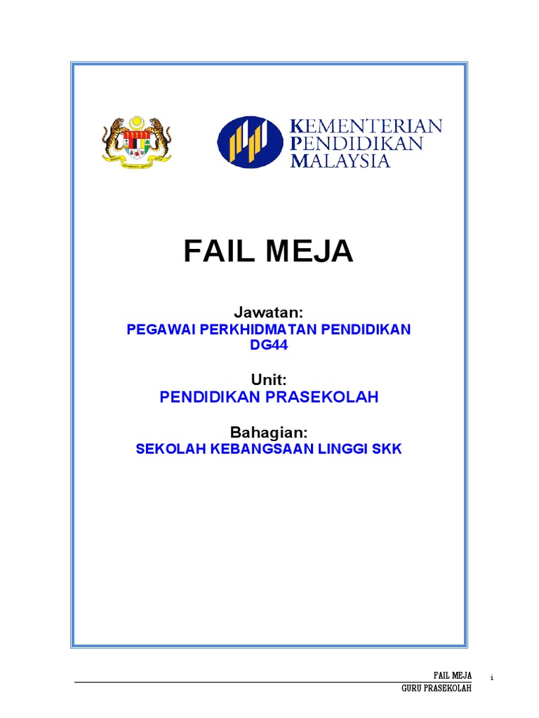 Fail Meja Guru Prasekolah 2022 | PDF