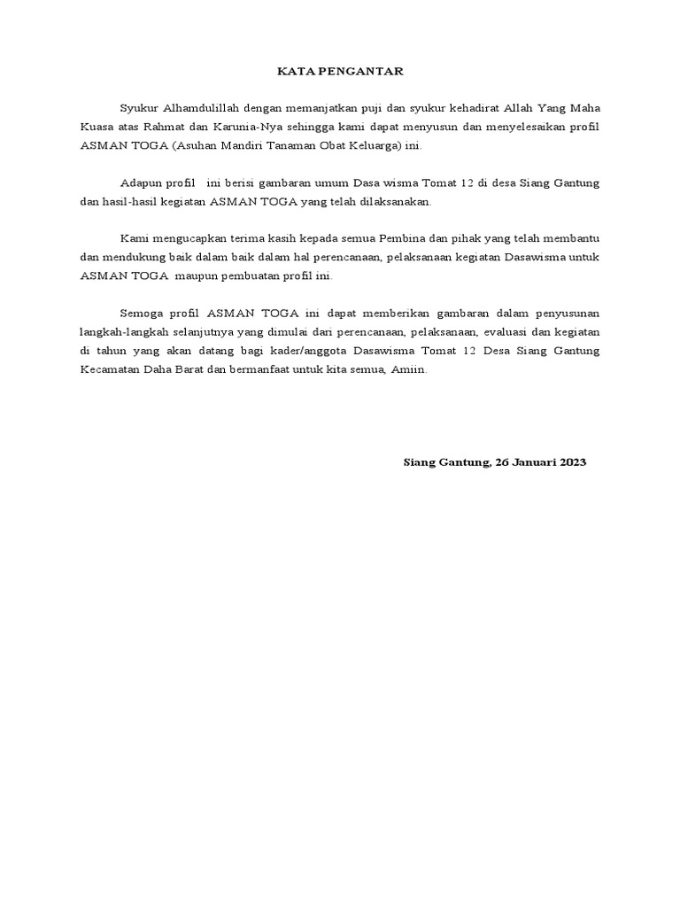 Pendahuluan ASMAN TOGA | PDF