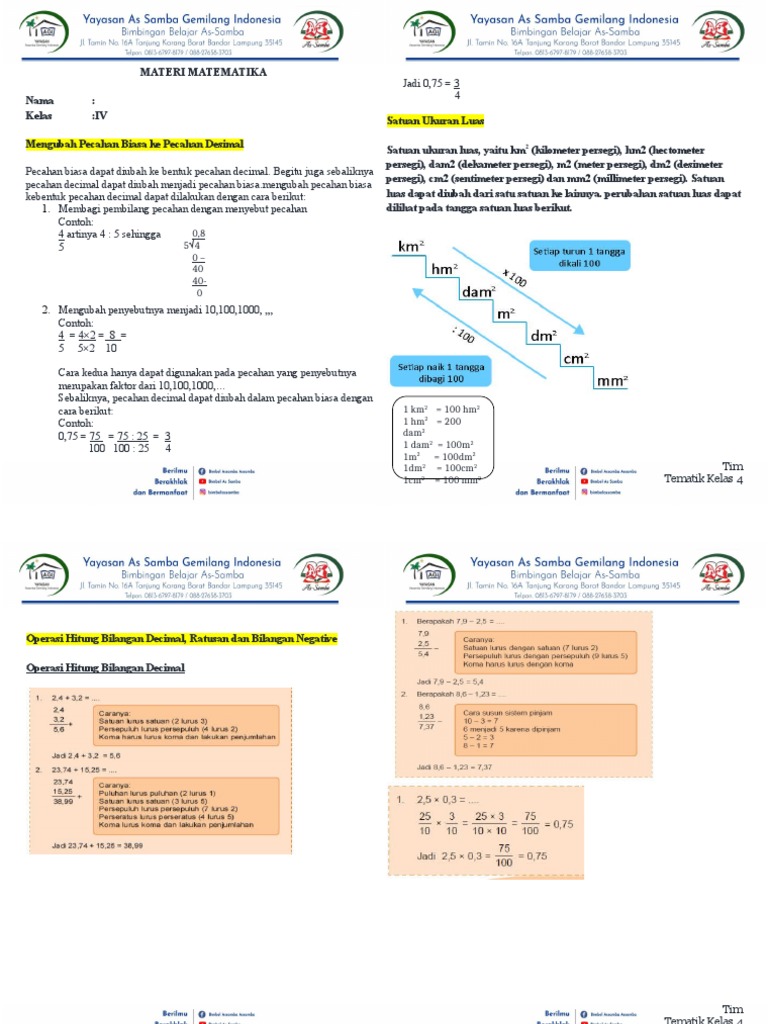 Kelas 4 - Tema 5 MTK | PDF